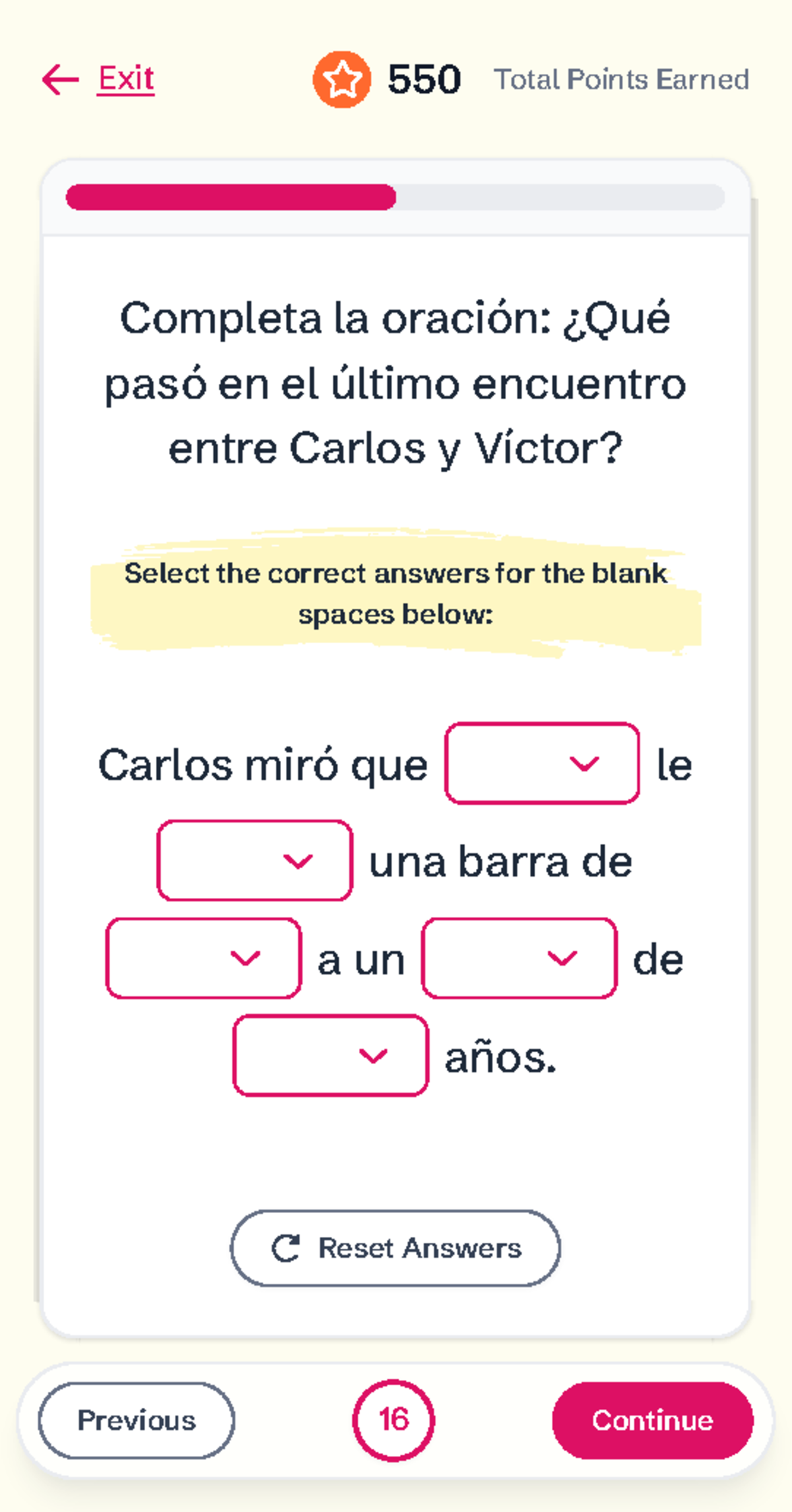 Garbanzo Assignment Estatus Tiene una relación - Completa la oración ...