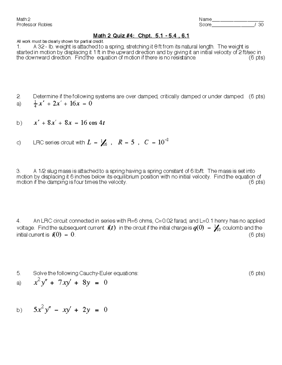 Math 2 Quiz #4 linear algebra - MAT 3 - Studocu
