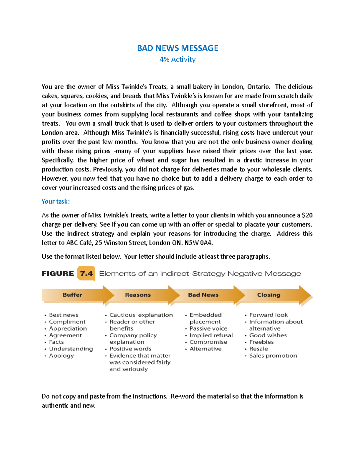 Bad News Message F2020 - communication 1 - BAD NEWS MESSAGE 4% Activity ...