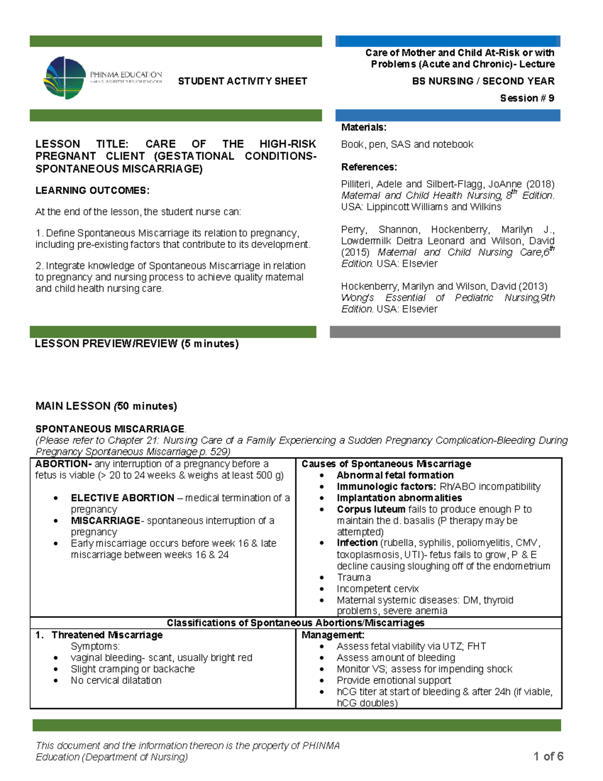 Module 9 Student Activity Sheet - This document and the information ...