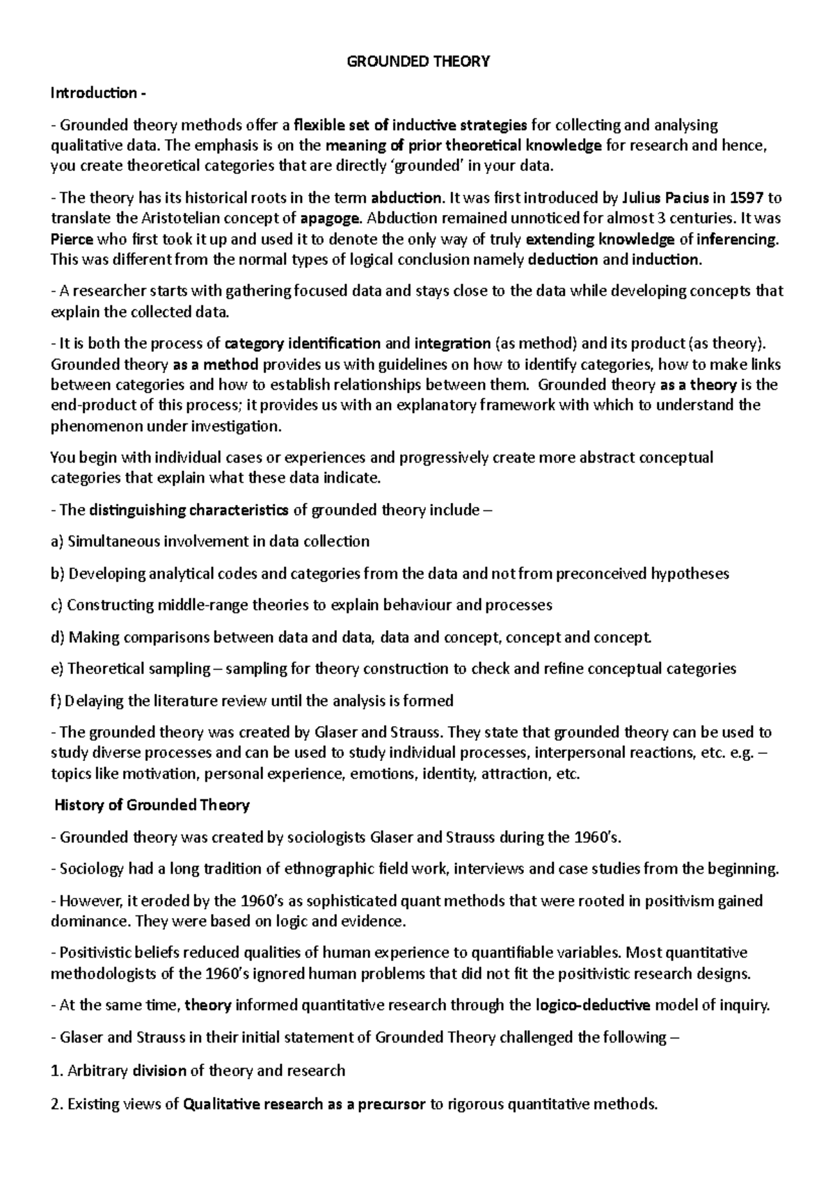 Unit 1 - Grounded Theory - GROUNDED THEORY Introduction Grounded theory ...