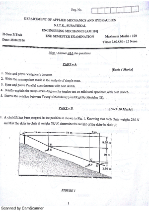 AM problem set - Engineering Mechanics - Scanned by CamScanner Scanned ...