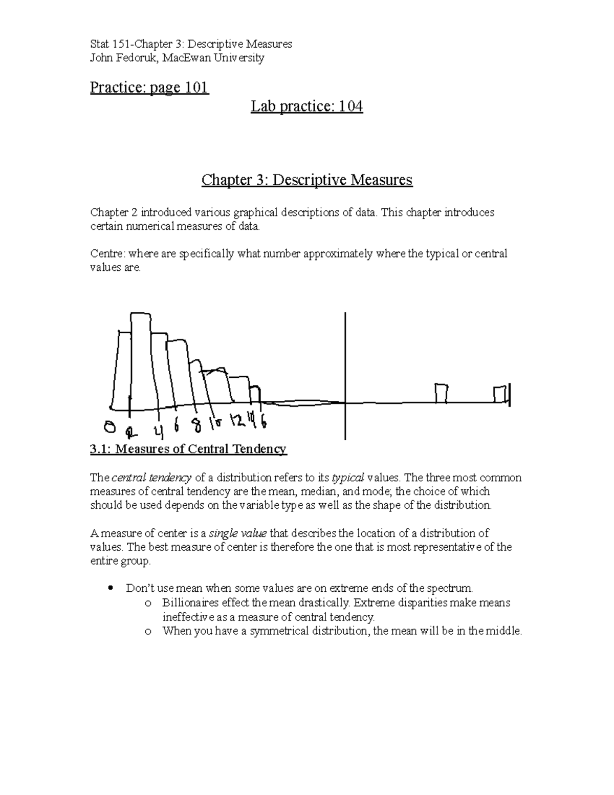 Stat151Ch3 - notes - John Fedoruk, MacEwan University Practice: page ...