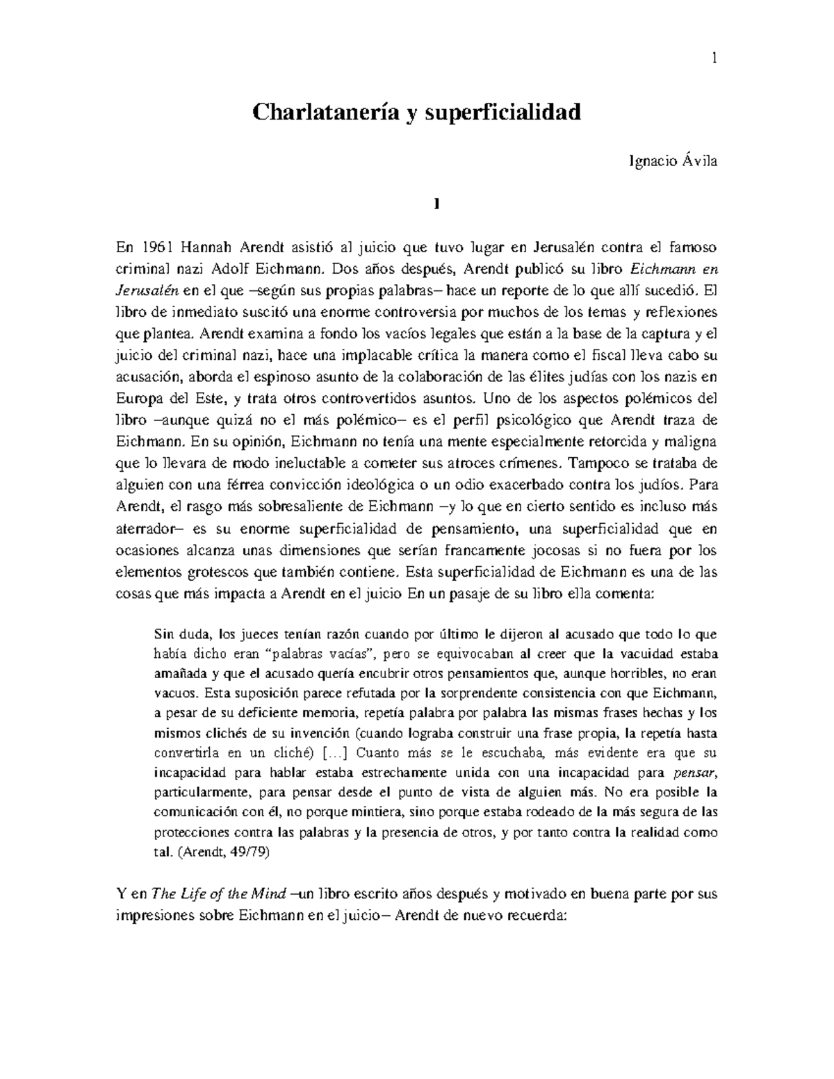Charlatanería y superficialidad ponencia profesor Ignacio Ávila ...