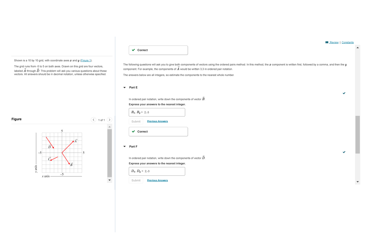Mastering Physics Ch 01 HW - Components of Vector 3 - 1 of 1 Shown is a ...