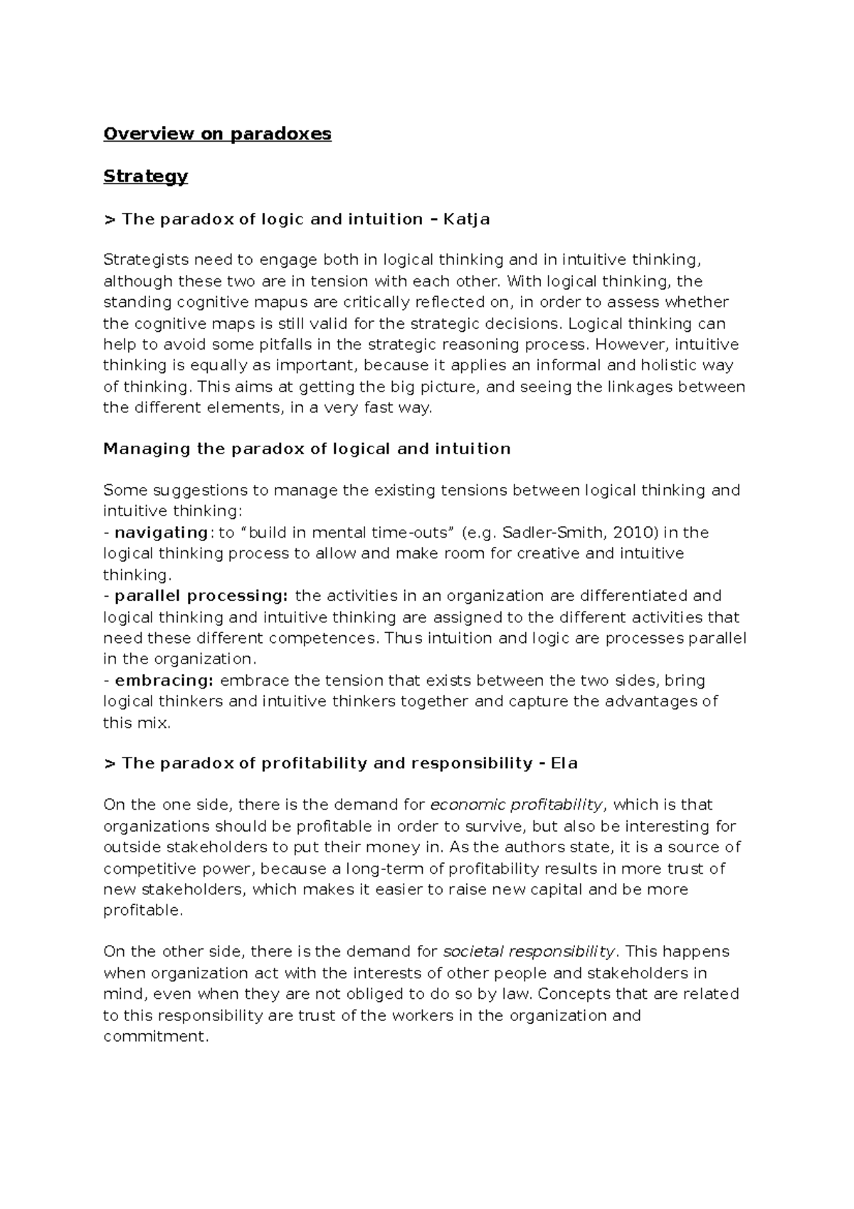 Overview on paradoxes - Overview on paradoxes Strategy > The paradox of ...