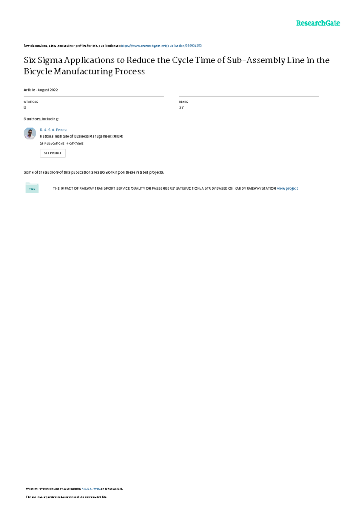 1-19Six Sigma Applicationto Reducethe Cycle Timeof Sub-Assemblyline 1 ...
