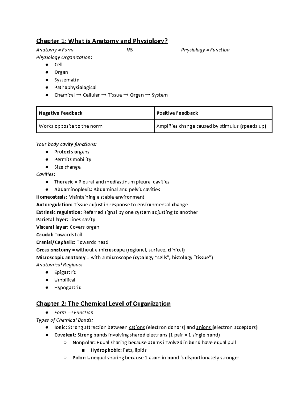 Final AP Study Guide F19 - Chapter 1: What is Anatomy and Physiology ...