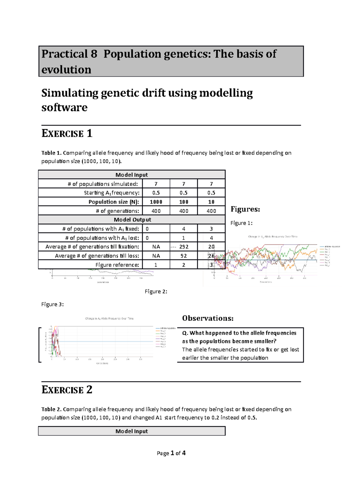 Practical 8 Genetic Drift Modelling Student Template BIOL1X06 2022 - Practical 8 Population ...