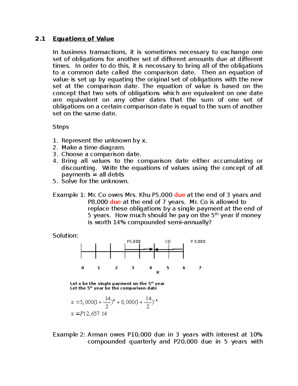 Equations of Value - In order to do this, it is necessary to bring all ...