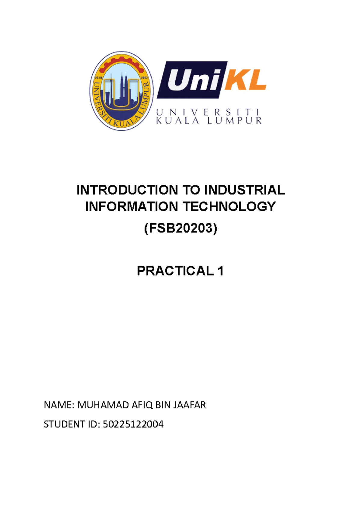 Introduction TO Industrial Information Technology Practical 1 ...