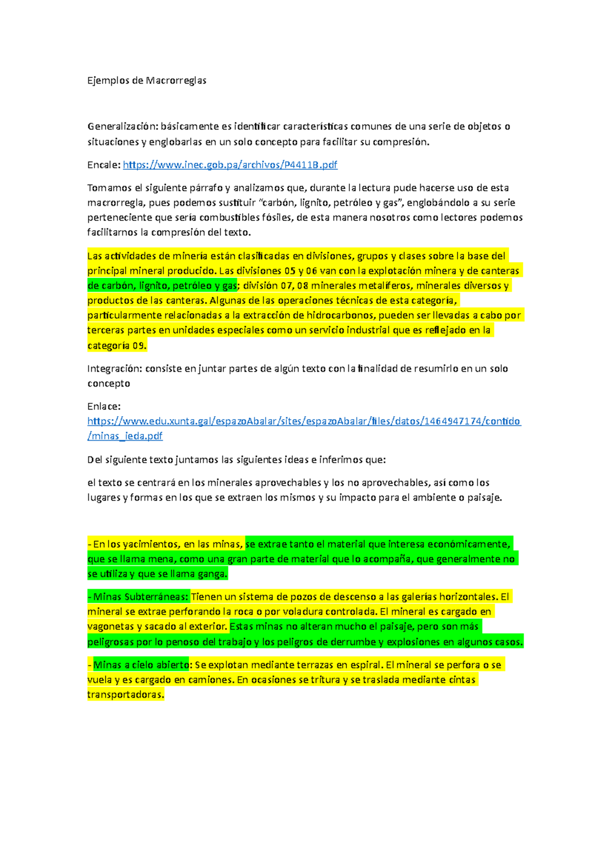 Ejemplos de Macrorreglas - Ejemplos de Macrorreglas Generalización ...