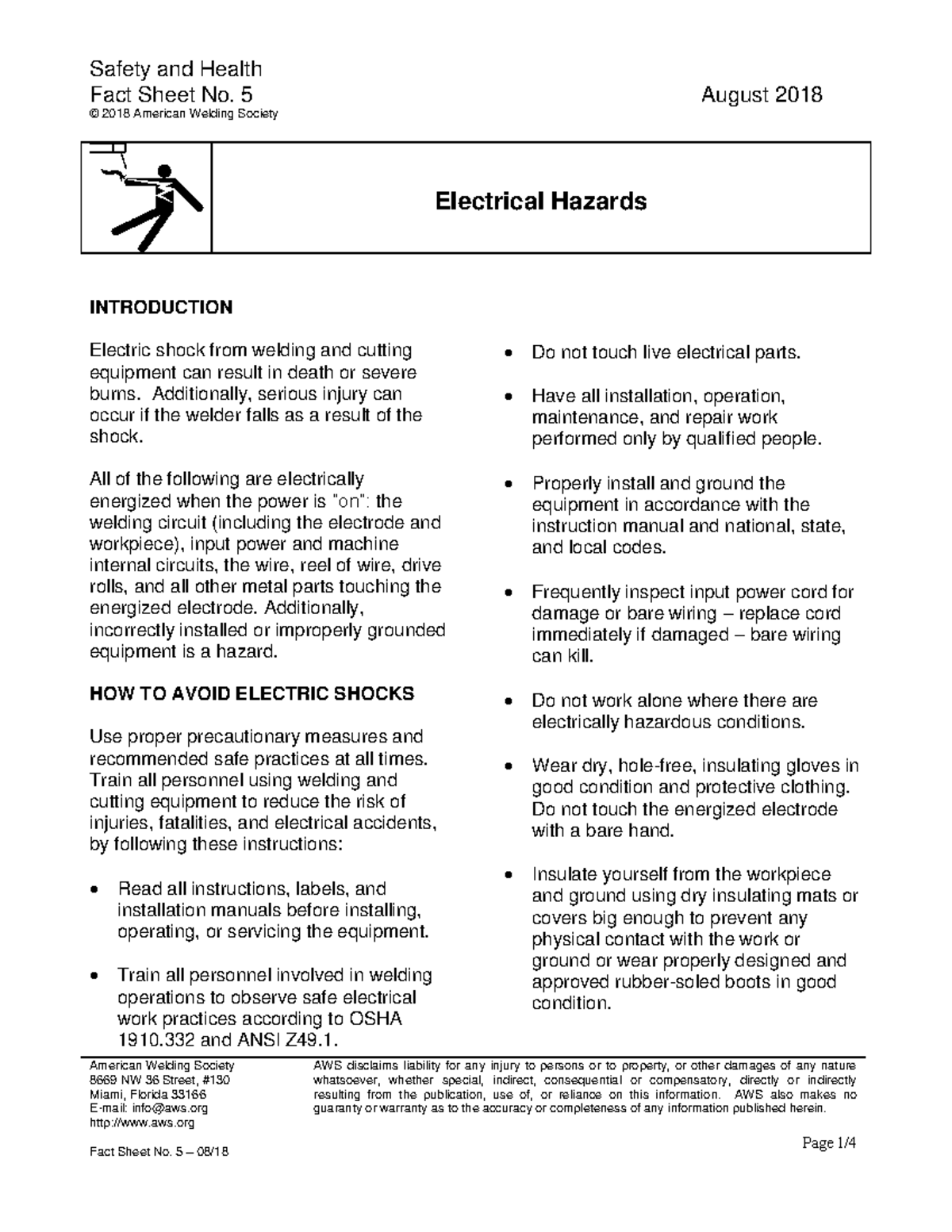 Fact-sheet-no.-5-aug-2018 Electrical Hazards - Safety and Health Fact ...