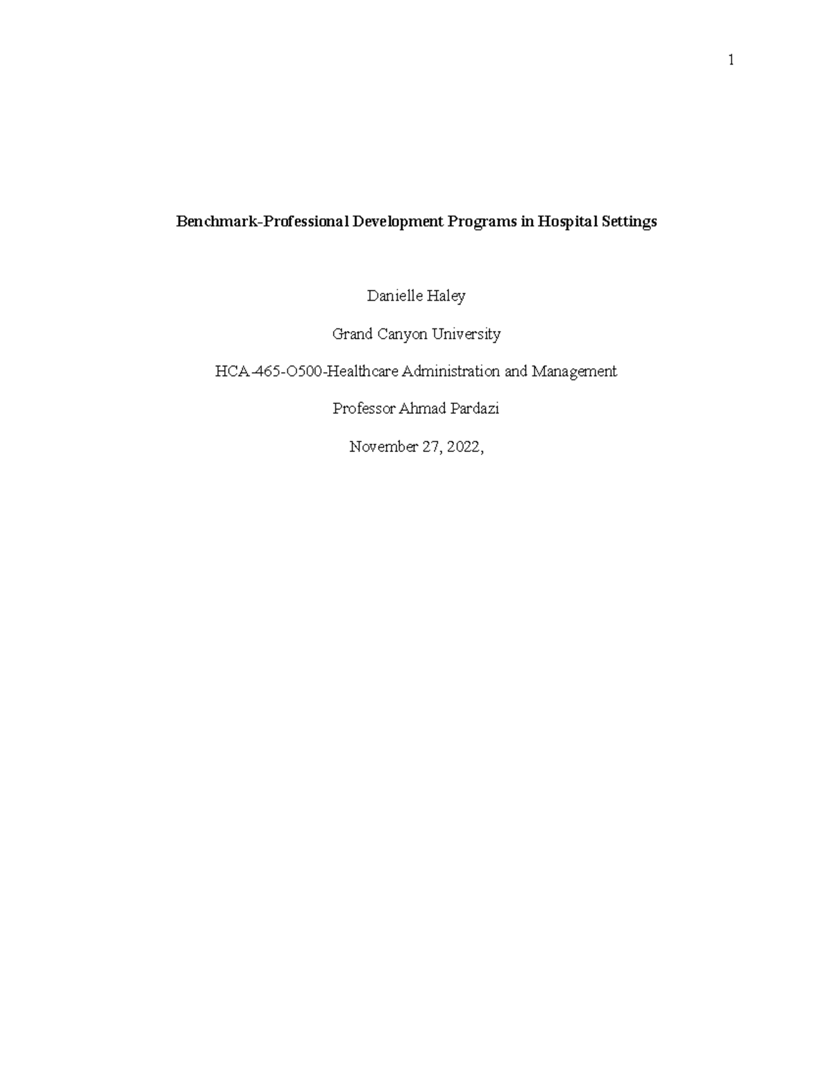 Benchmark - Professional Development Programs in Hospital Settings - Benchmark-Professional ...