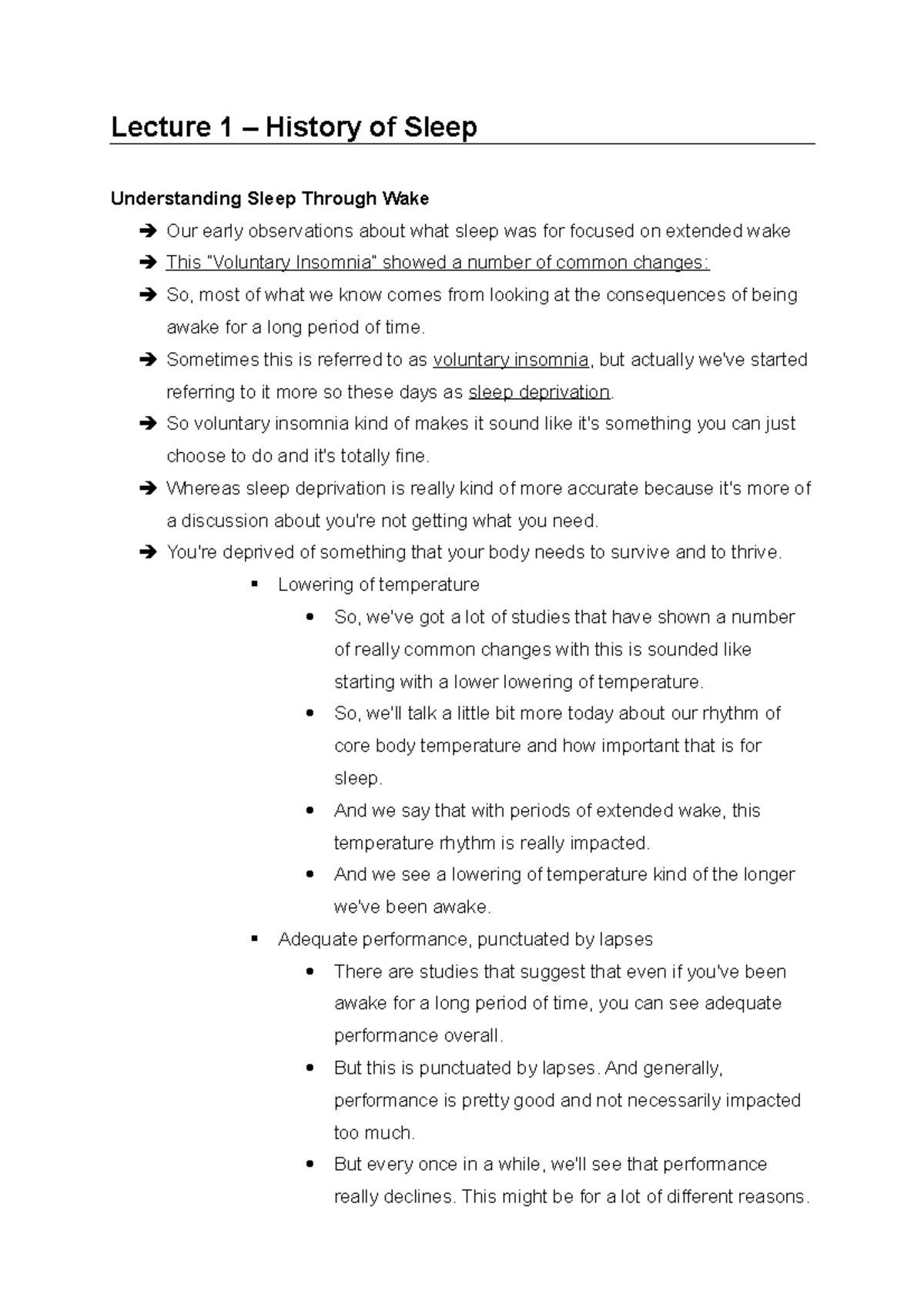 Lecture 1 - History of Sleep - Lecture 1 – History of Sleep ...