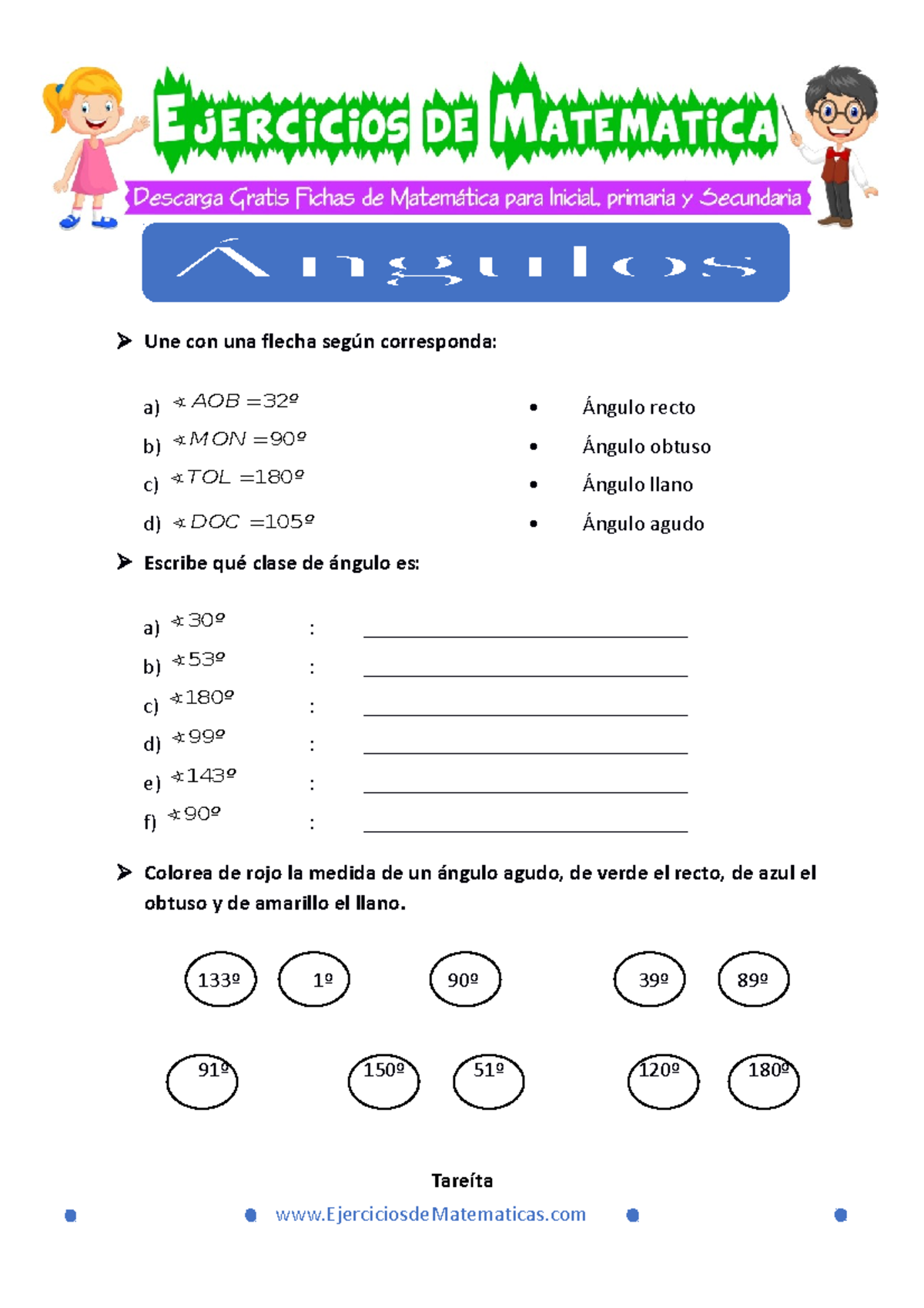Angulos para Tercero de Primaria - Une con una flecha según corresponda ...