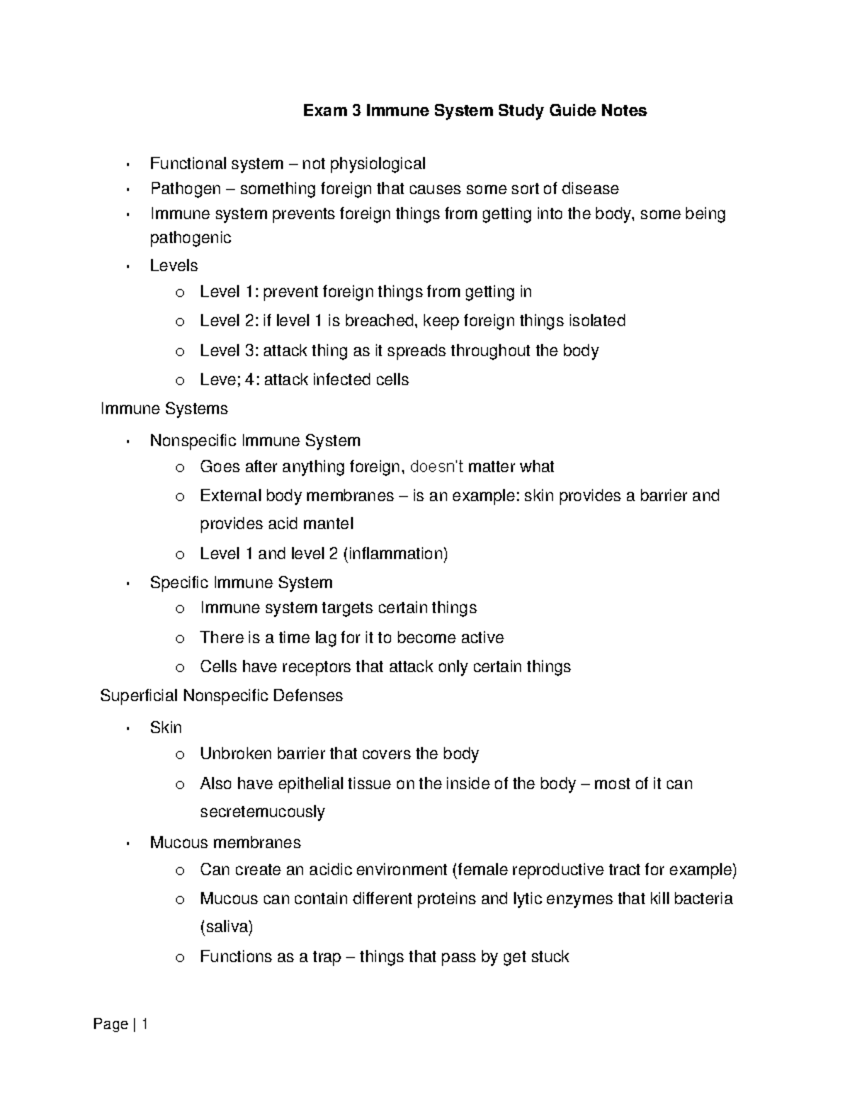 Exam 3 Immune System Study Guide Notes - Studocu