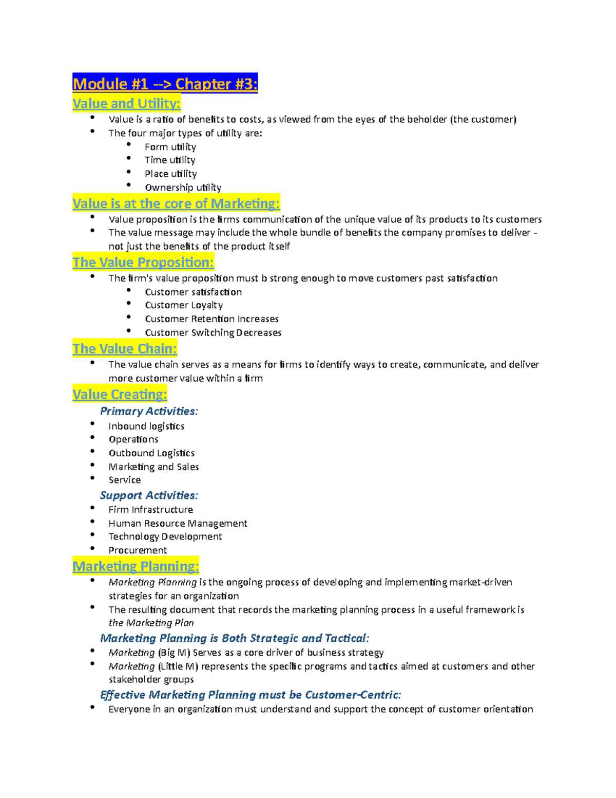 SAIT [Strategic Marketing] - Module 1 - Module #1 -> Chapter #3: Value ...