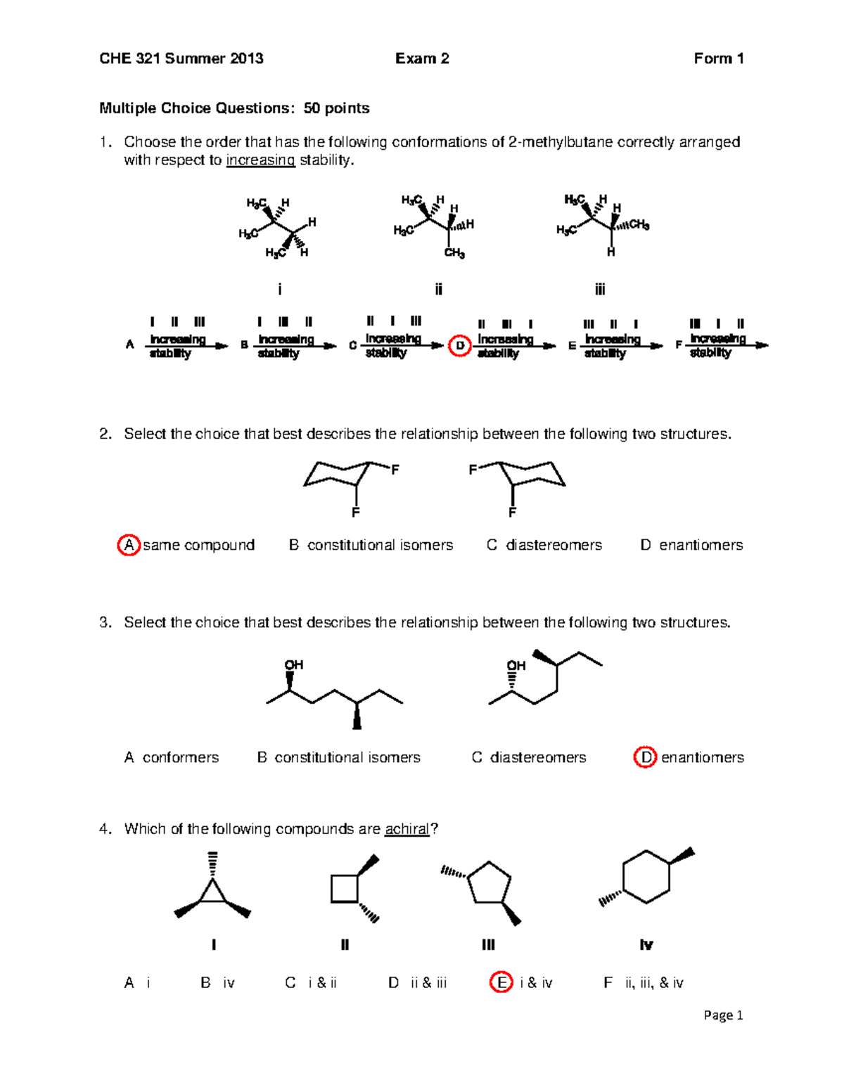 SS13 E2 key - Exam answer key - Multiple Choice Questions: 50 points ...