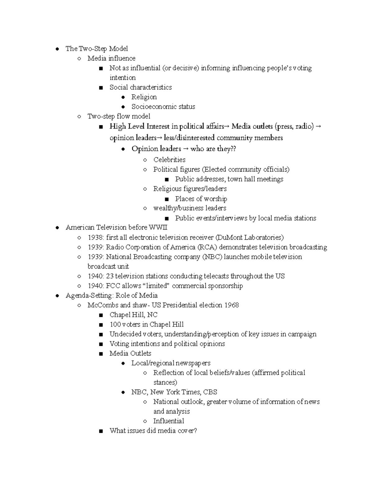 11-15-18 lecture - The Two-Step Model Media influence Not as ...