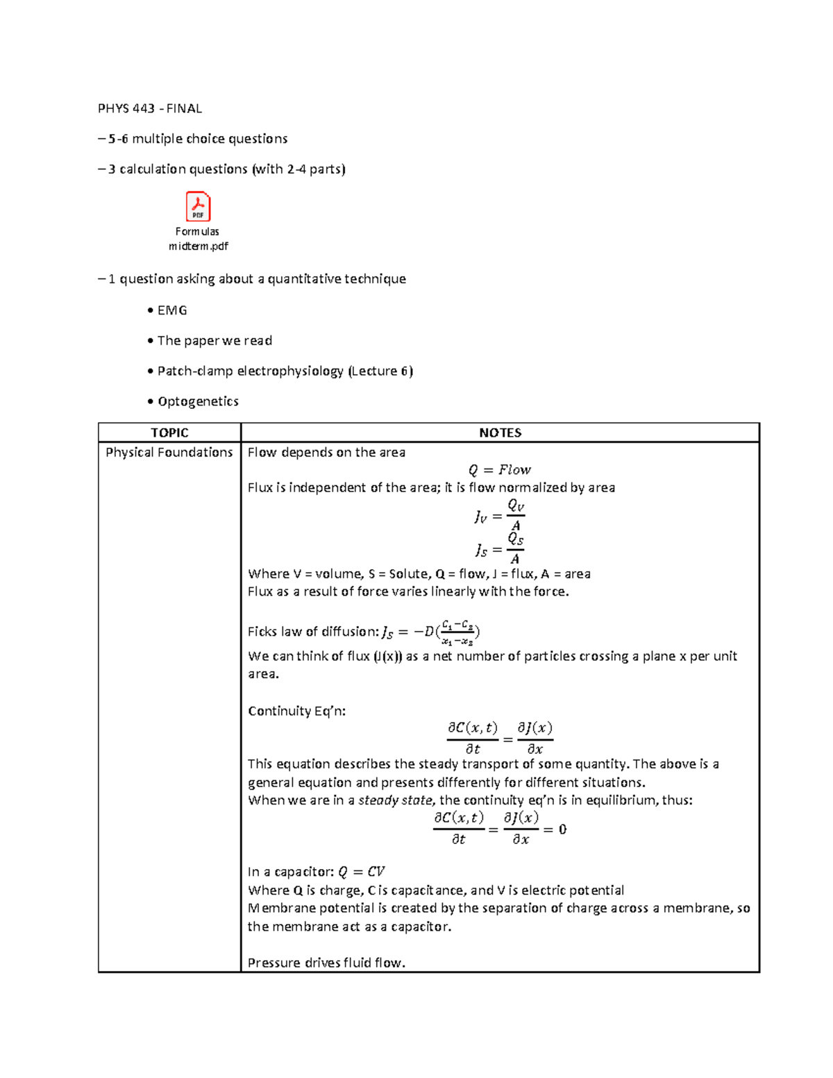 PHYS 443 final study guide - part 1 - PHYS 443 - FINAL 5-6 multiple ...