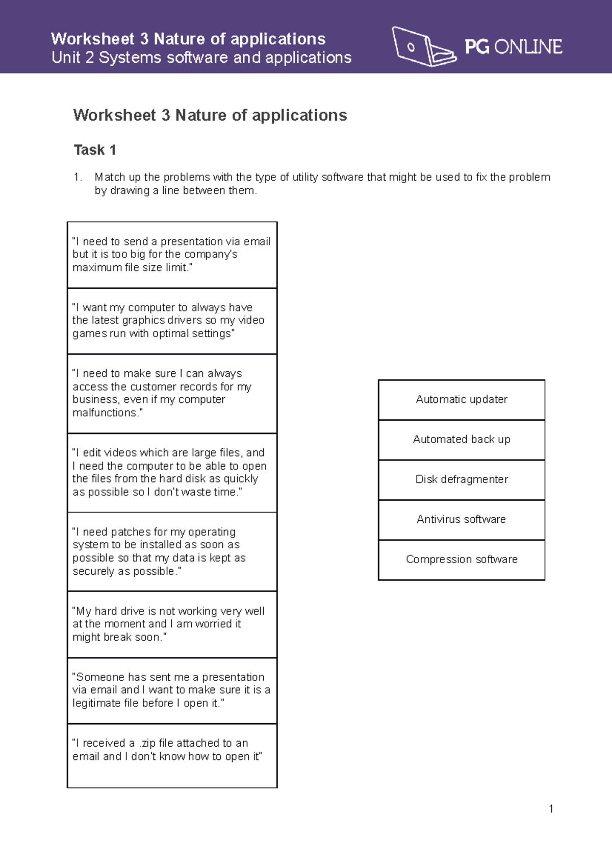 Systems Software Worksheet 3 Nature of applications 1 2 - Worksheet 3 ...