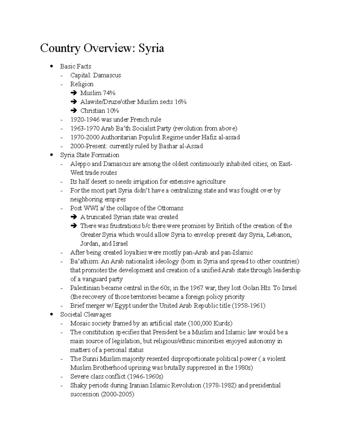 Syria Notes - Country Overview: Syria Basic Facts - Capital: Damascus ...