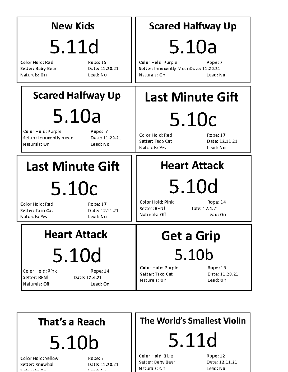 Route Tag Template - dont use - Scared Halfway Up 5 Color Hold: Purple ...