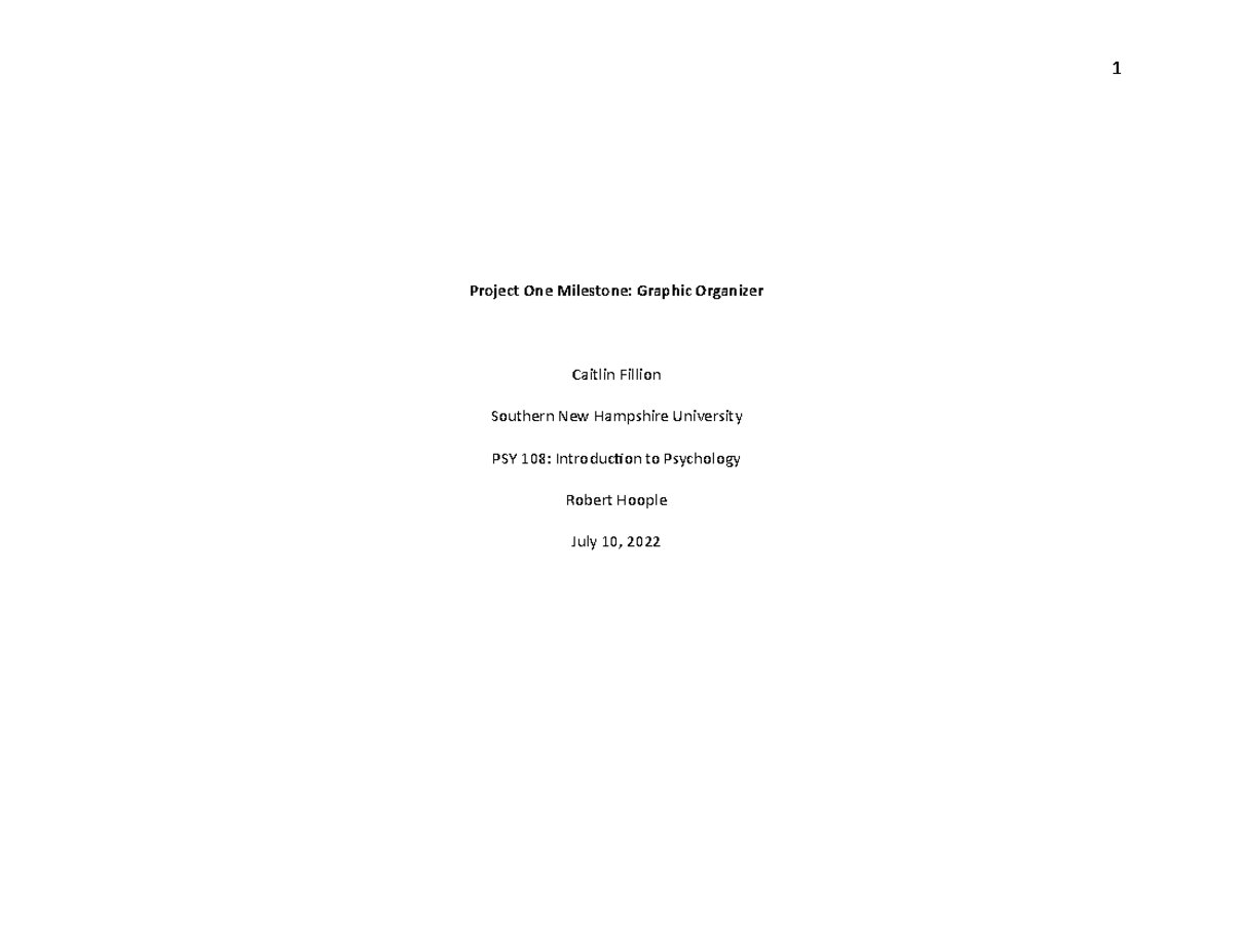 Intro to Psychology - Project One Milestone: Graphic Organizer Caitlin ...