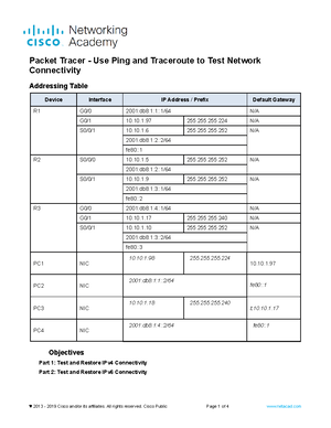 4.7.1 Packet Tracer - Connect the Physical Layer - Objectives Part 1: Identify Physical - Studocu