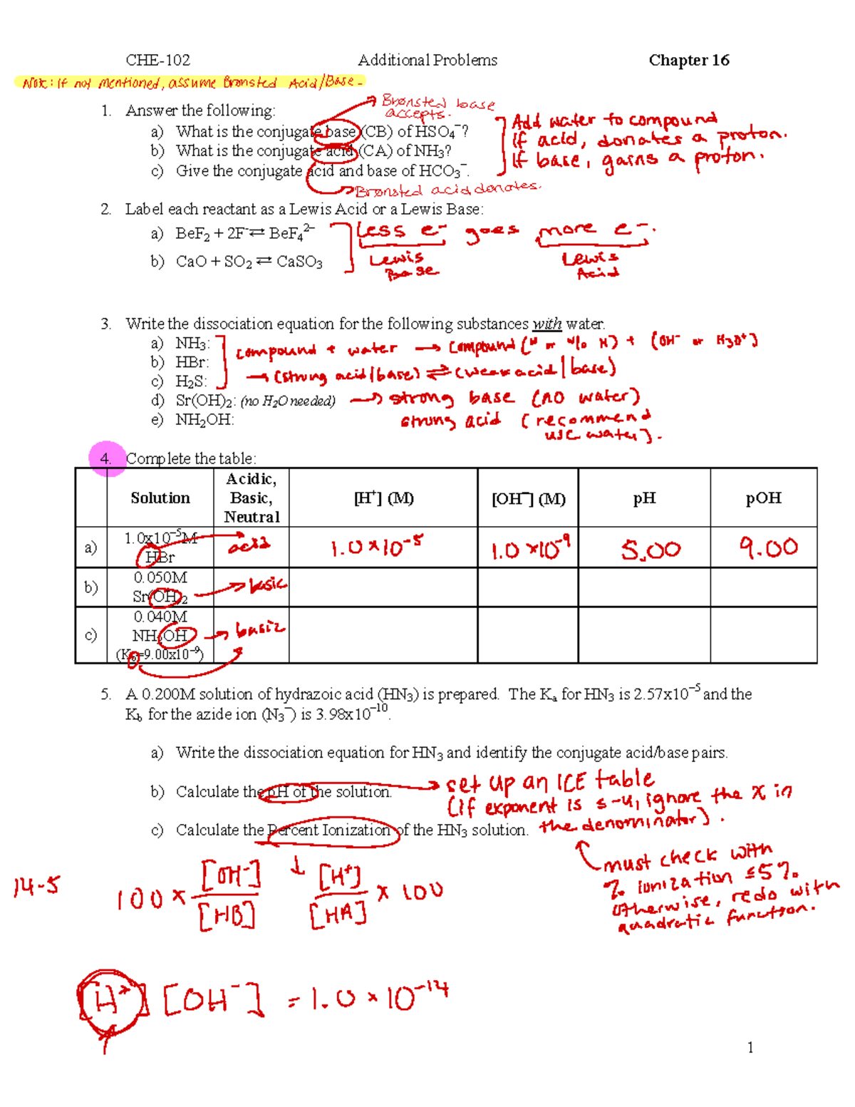 Chap16-Additional Problems-Quesitons only - CHE-102 Additional Problems Chapter 16 1 Answer the ...