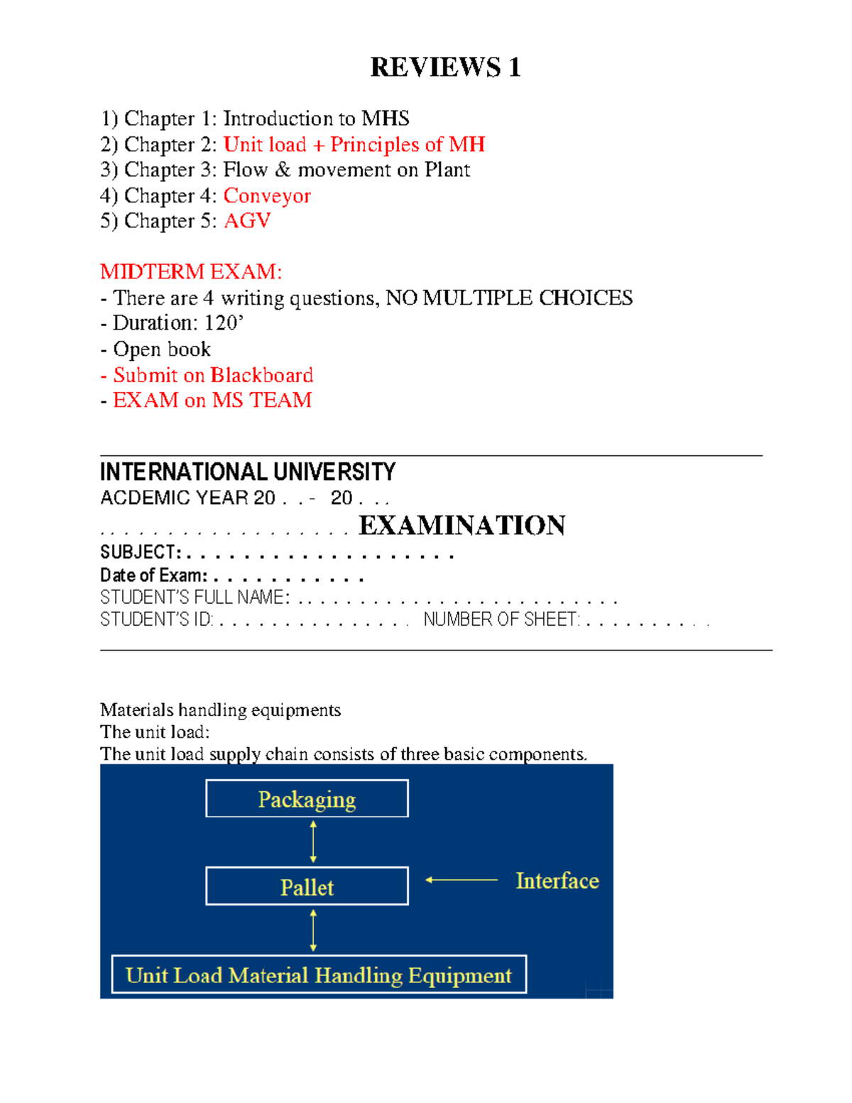 Reviews 1 - Midterm review for chapter 1, 2, 3 ,4, 5 - Material ...