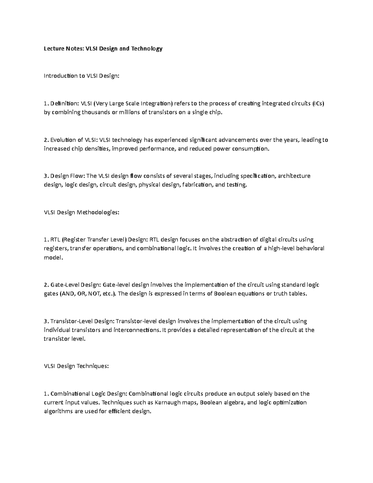 Lecture Notes Vlsi Design And Technology Lecture Notes Vlsi Design