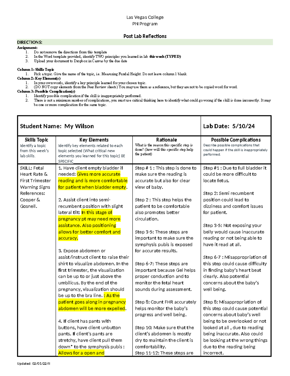 Zz Maternal- Child 2 - Peds lab reflection - Las Vegas College PN ...