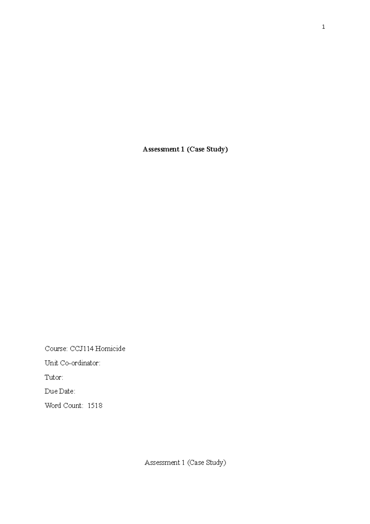Case Study: The Simon Gittany Murder Case - Assessment 1 (Case Study ...