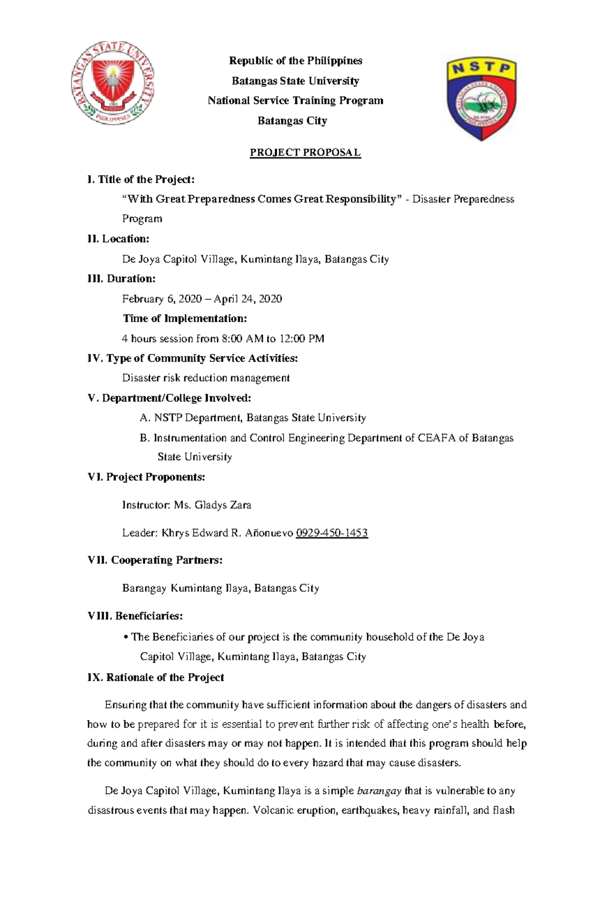 Example-1 - CWTS - Republic of the Philippines Batangas State ...