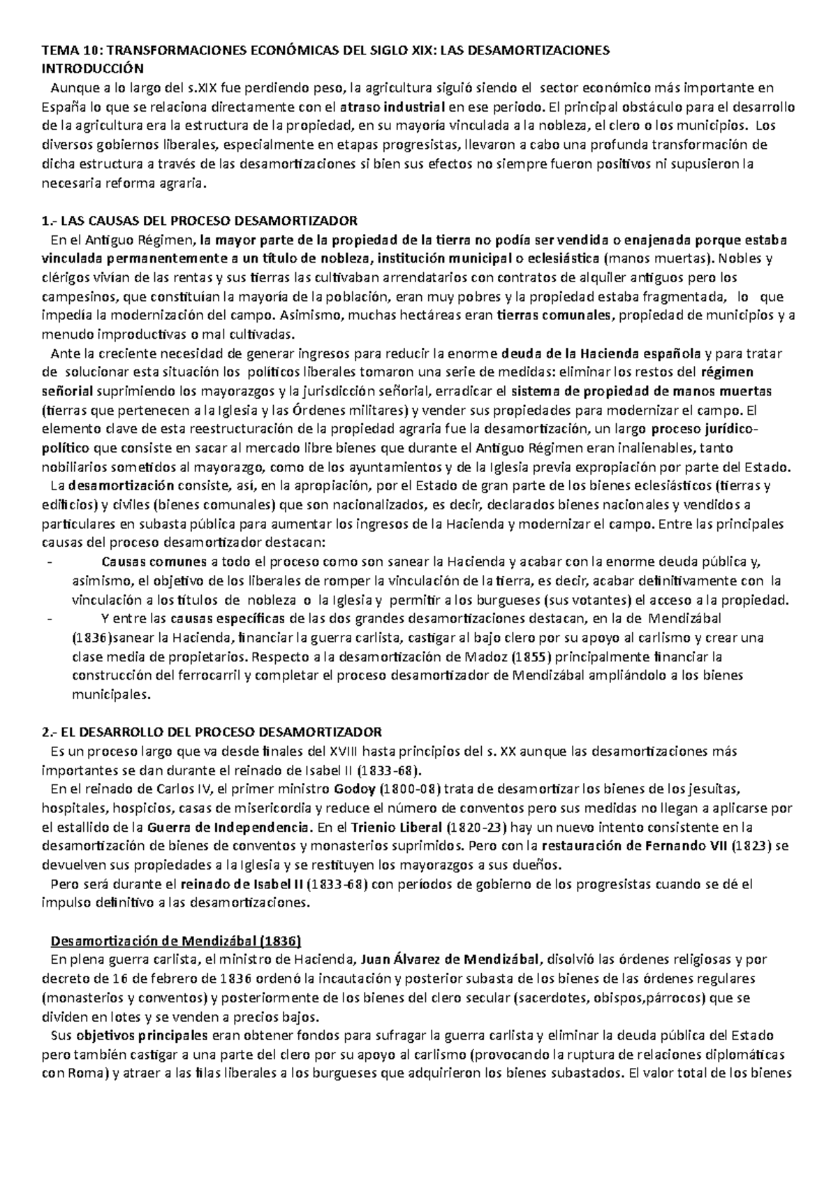 TEMA 10 Transformaciones Económicas DEL Siglo XIX LAS Desamortizaciones - TEMA 10 ...