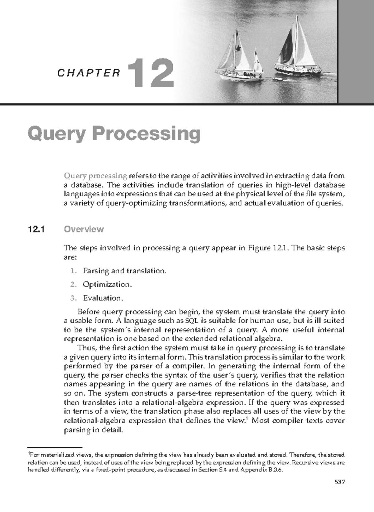 Data Storage and Querying- Query Processing - C H A P T E R 12 Query Processing Query processing ...
