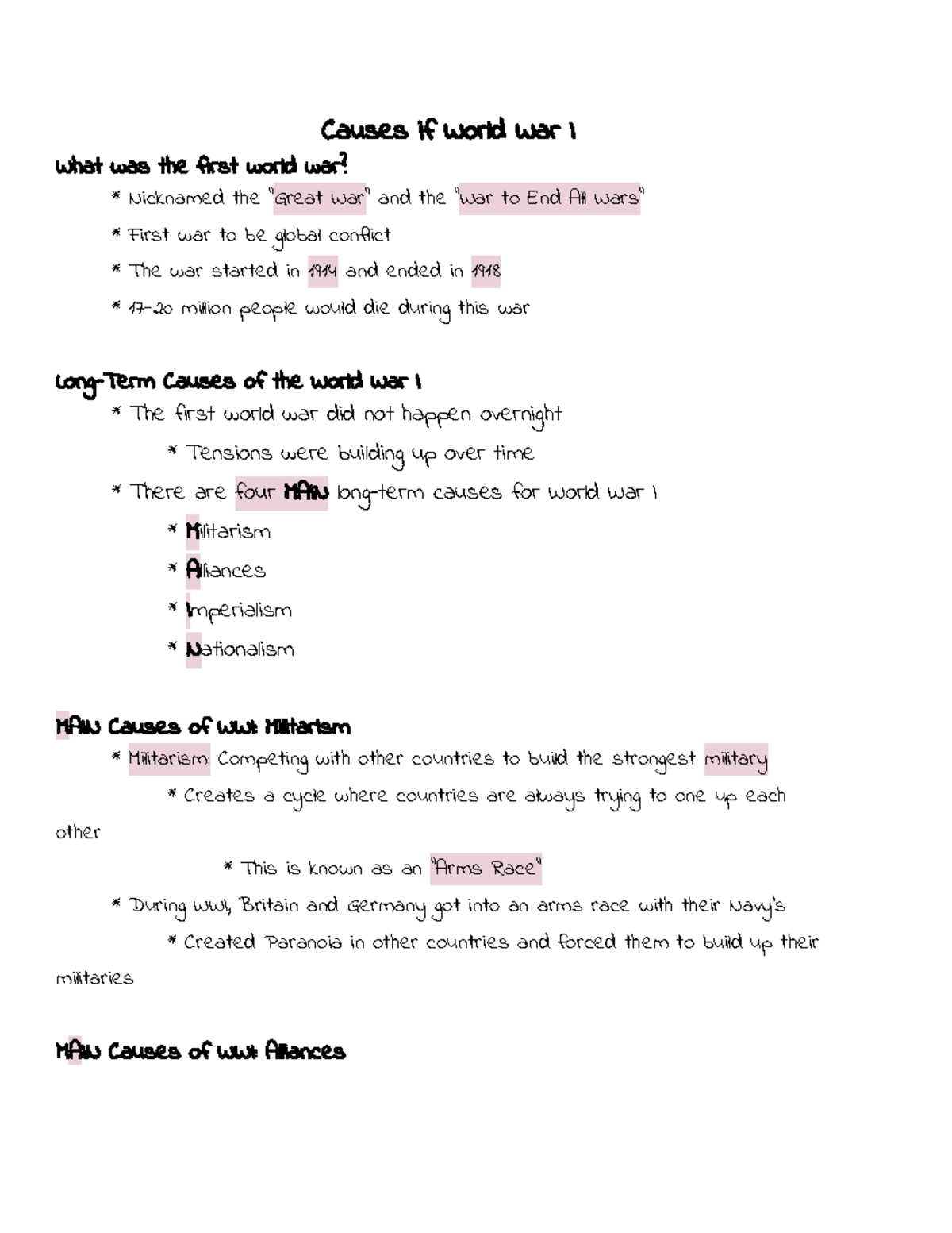 Causes if World War I - Causes if World War I What was the first world ...