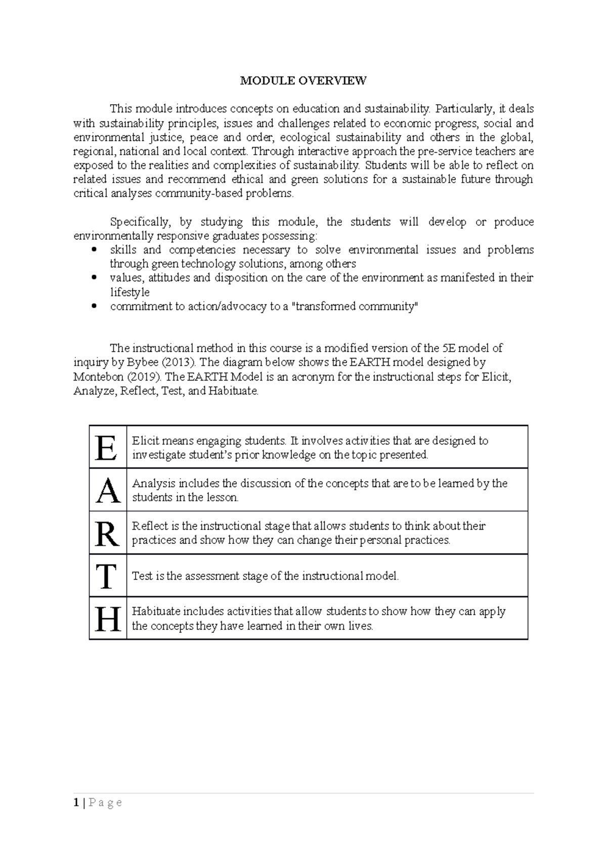 Module for ES Students Guide - MODULE OVERVIEW This module introduces ...
