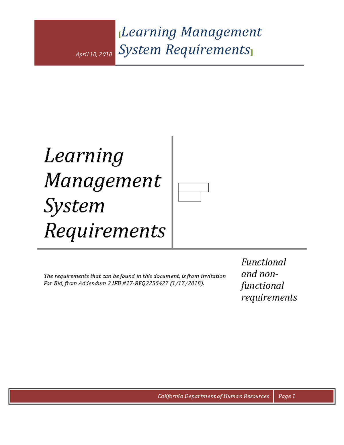 LMS Functional and Non Functional Requirements - April 18, 2018 System Requirements ] Learning ...