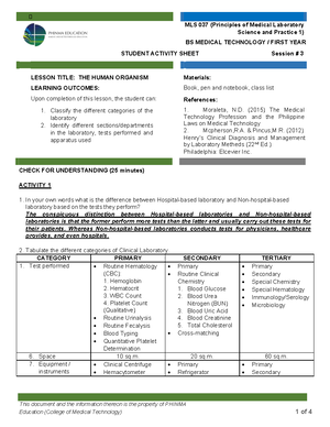 PMLS 1 Notes - N/A - PMLS 1 NOTES What Is Medical Technology? is a ...
