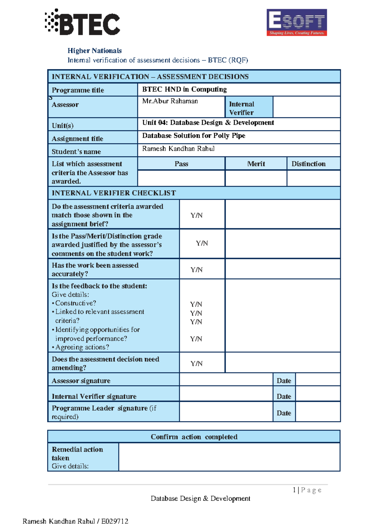 DDD - Data Base - 1 | P a g e Database Design & Development Ramesh ...