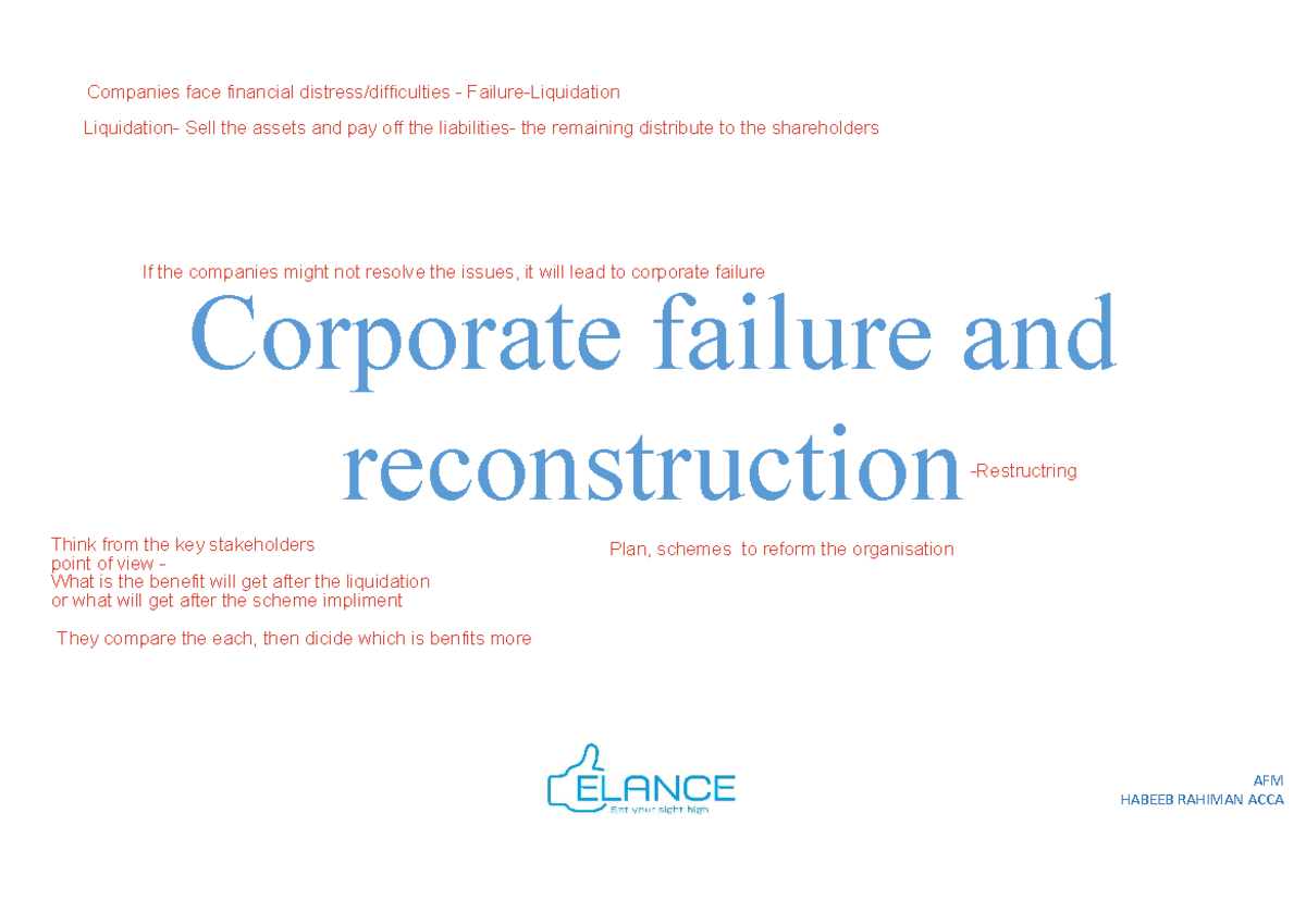 Corporate faliure and reconstruction - AFM Corporate failure and ...