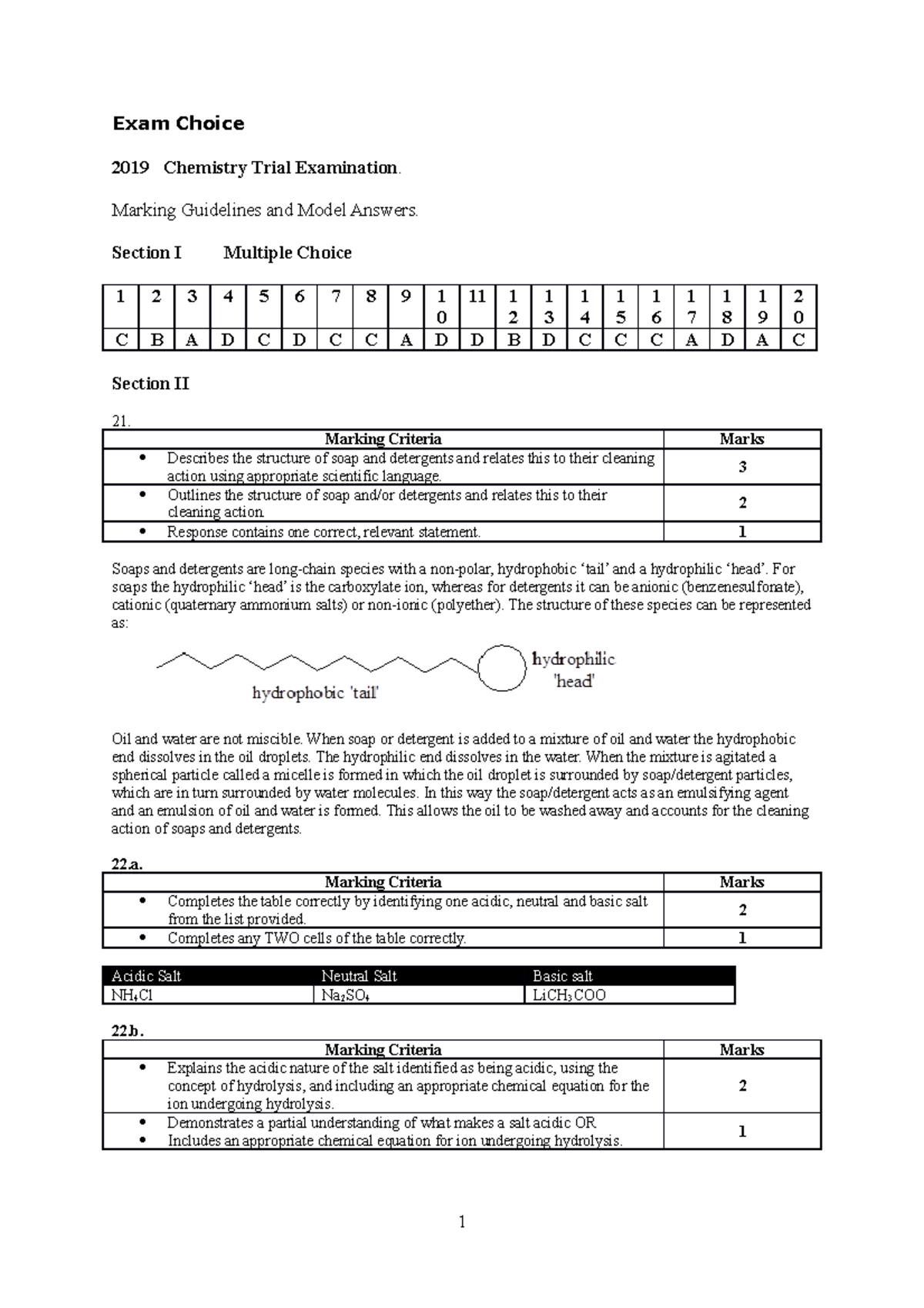 Exam Choice marking guidelines - Exam Choice 2019 Chemistry Trial ...