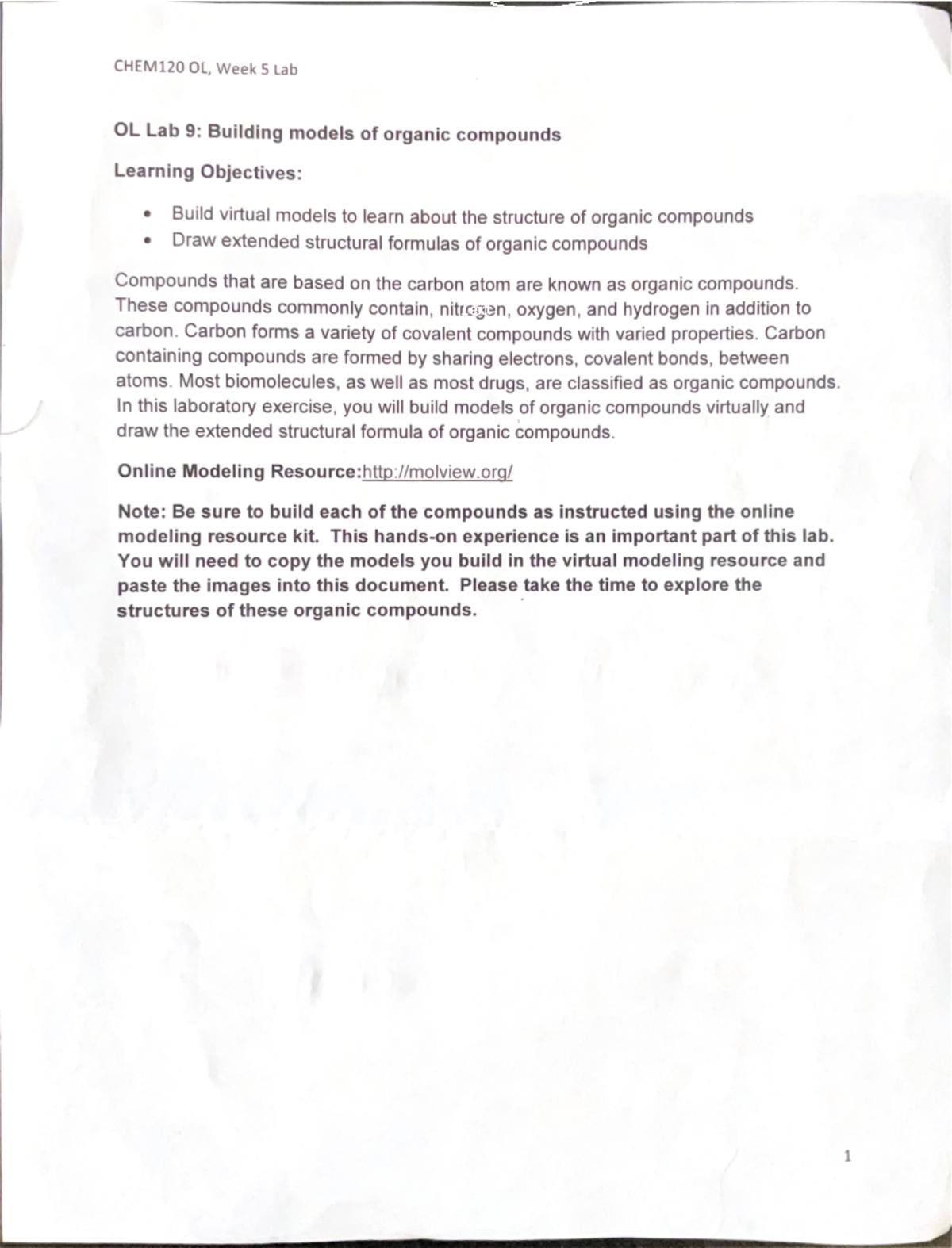 Week 5 chem 120 lab - CHEM-120 - Studocu