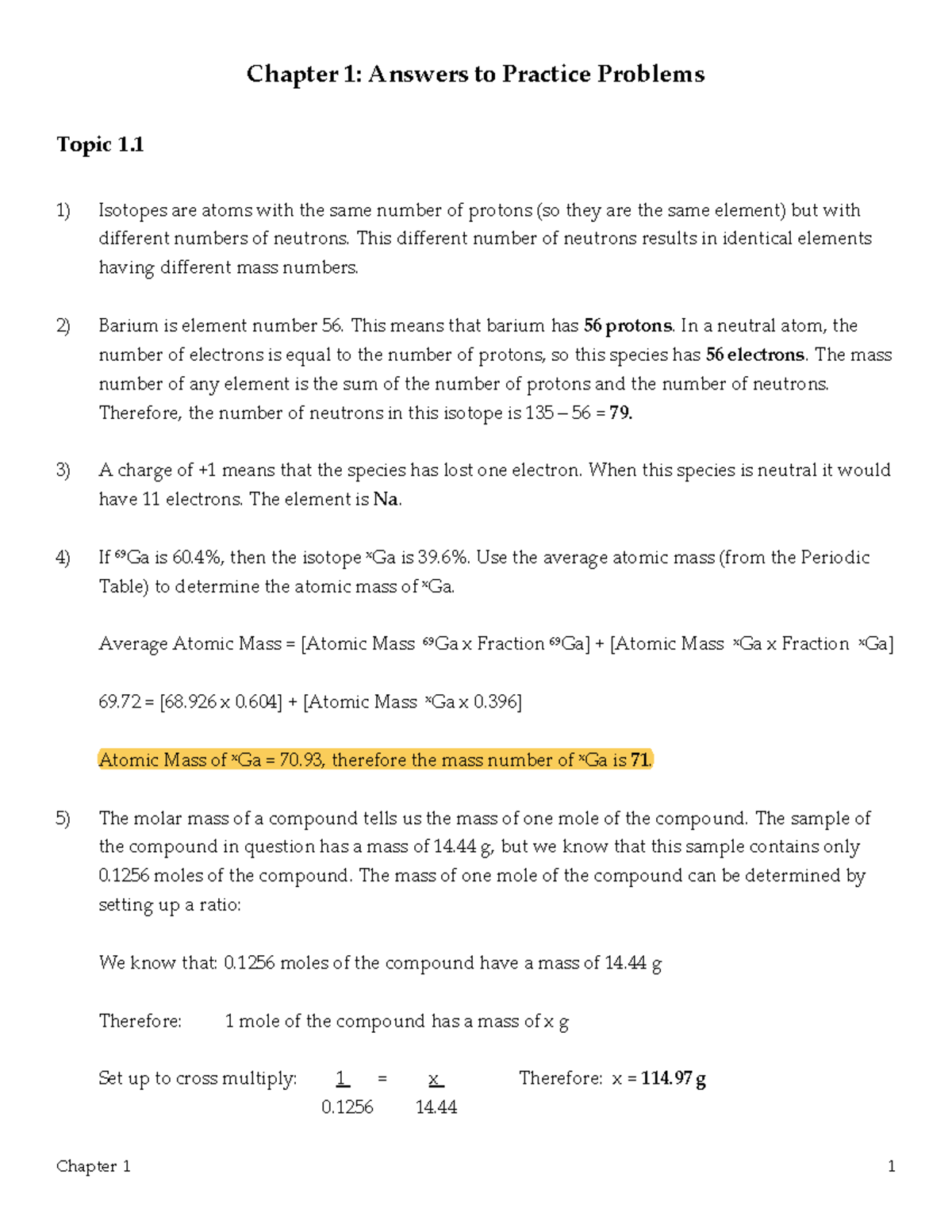 Chapter 1 answers - Chapter 1: Answers to Practice Problems Topic 1. 1 ...