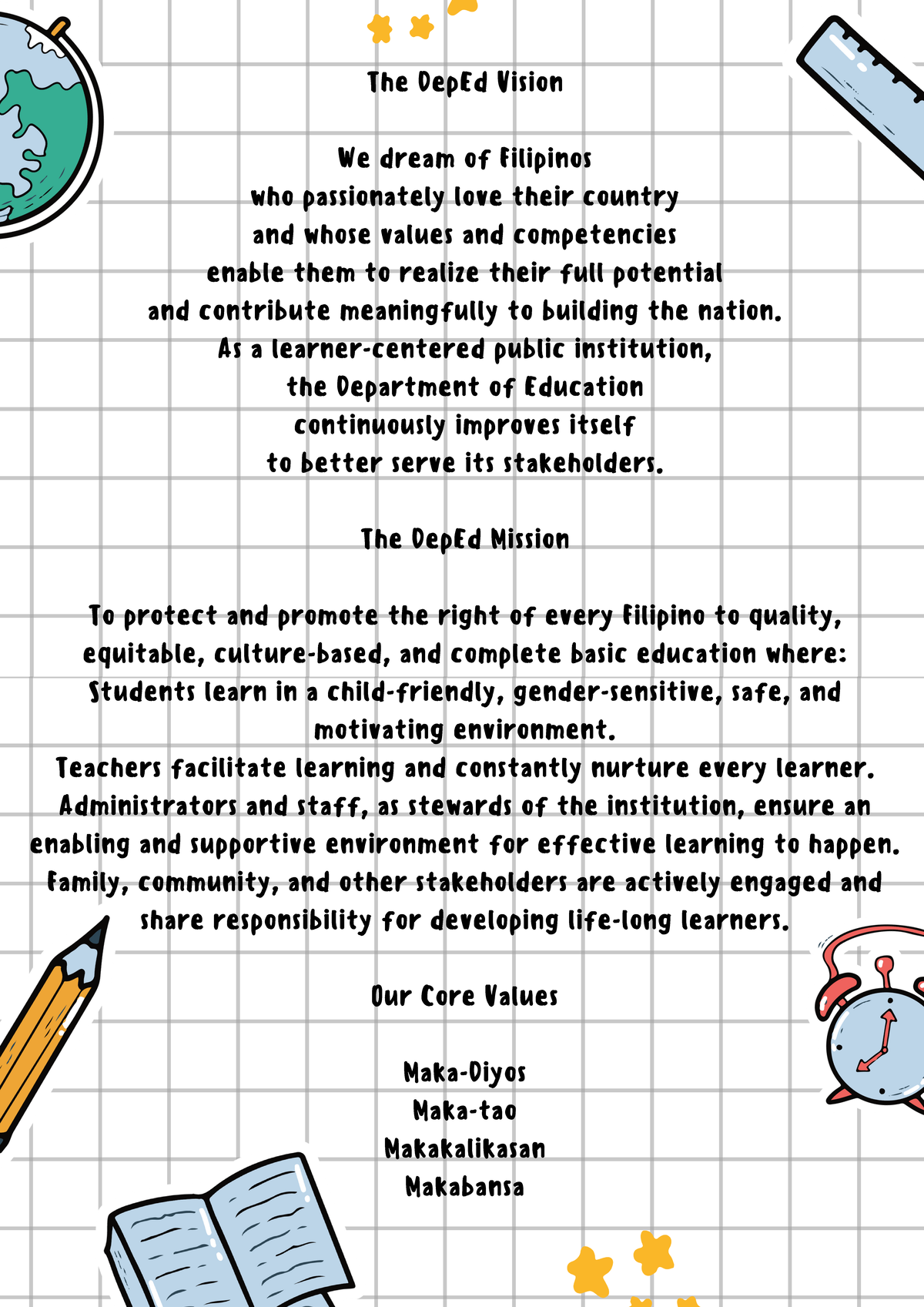 The Dep Ed Vision We dream of Filipinos who passionately love their ...