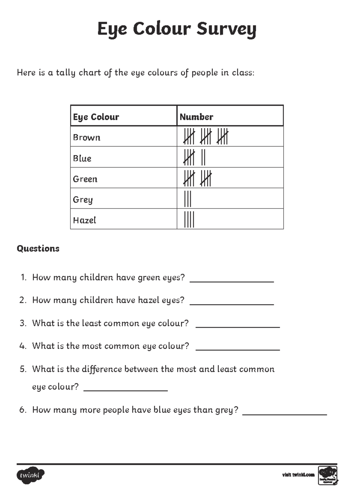 4.1 tally chart - easy - Masters of Arts in Education - Eye Colour ...