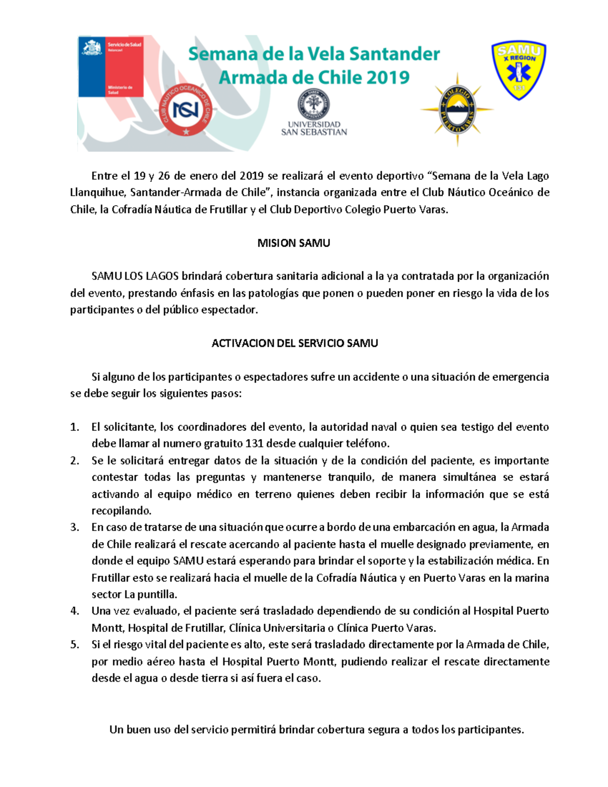 SDLV 2019 Llanquihue Protocolo Rescate SAMU - Un buen uso del servicio ...